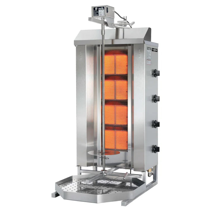 Potis GD4 Natural Gas 4 Burner Vertical Doner Kebab Machine- 38,000 BT ...